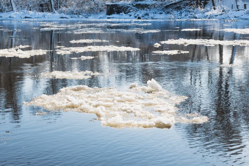 Spring Ice Melting on the River Stock Image - Image of movement ...