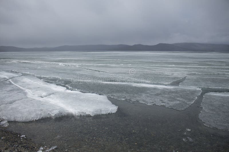 Spring Ice on the Mountain Lake Stock Image - Image of nature, travel ...