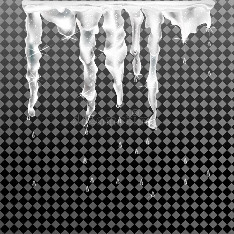 Spring Icicles, Ice Water Dripping in the Sun. Transparent Background ...