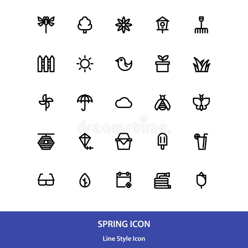 Spring Icon Pack in Outline Style Vector Design Stock Vector ...