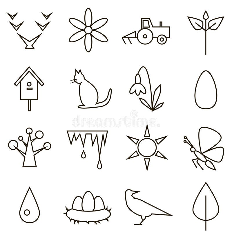 Spring icon set black line stock vector. Illustration of spring - 209776168