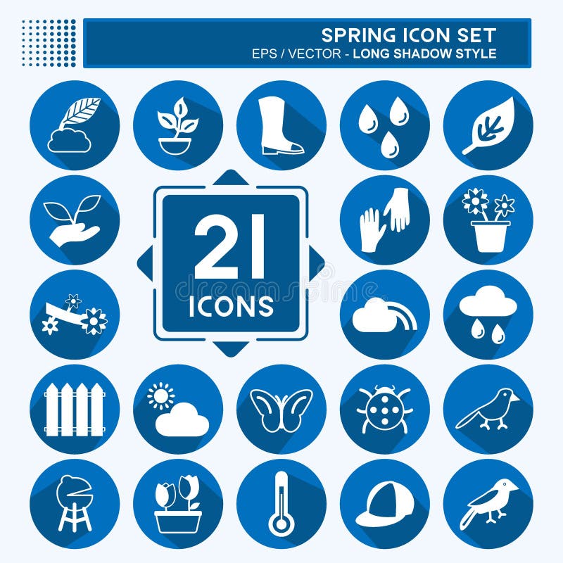 Spring Icon Set. Suitable for Spring Symbol. Long Shadow Style. Simple ...