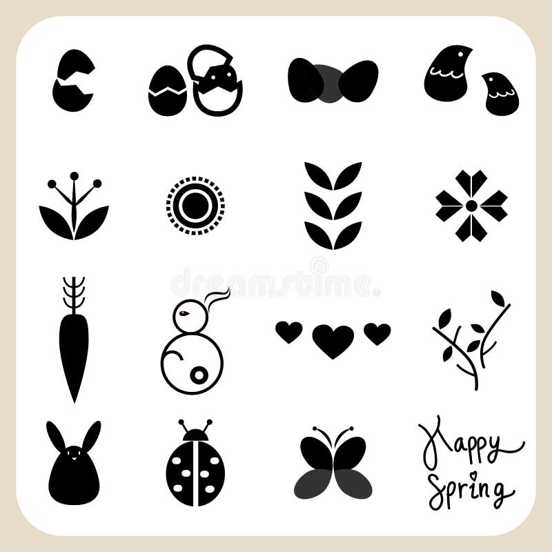 Spring Icons Set for Design Stock Vector - Illustration of bunny, leaf ...