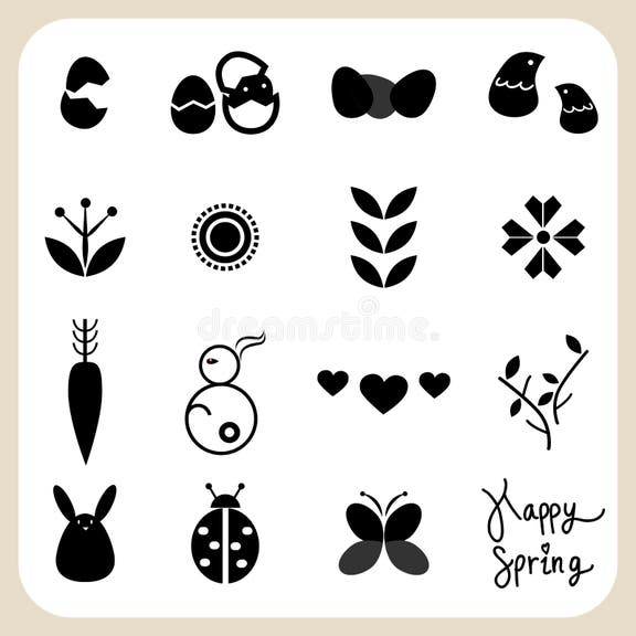 Spring Icons Set for Design Stock Vector - Illustration of bunny, leaf ...