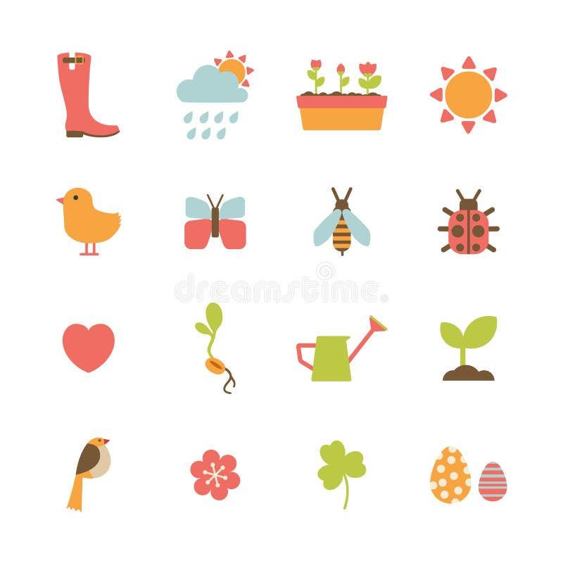 Spring icons stock vector. Illustration of insect, life - 35562714
