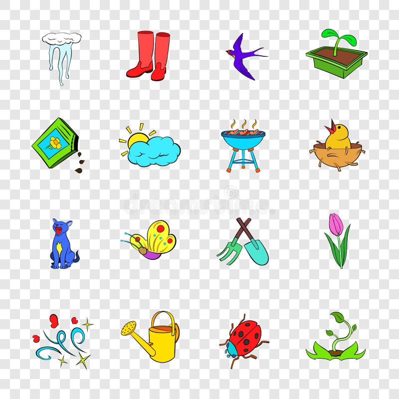 Spring Icons Set, Pop-art Style Stock Vector - Illustration of color ...