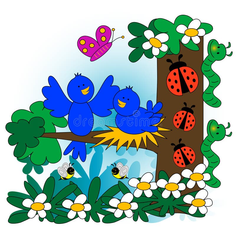 Spring illustration stock illustration. Illustration of flying - 3357802