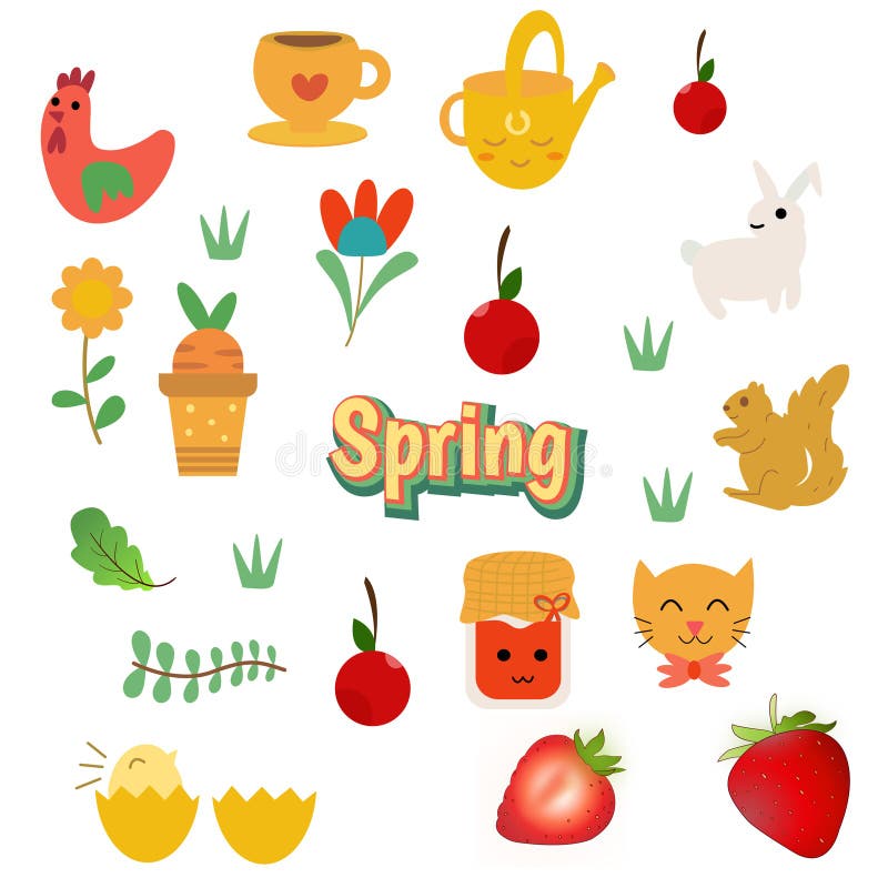 Spring Illustration Vector Element Cute Decoration Stock Illustration ...
