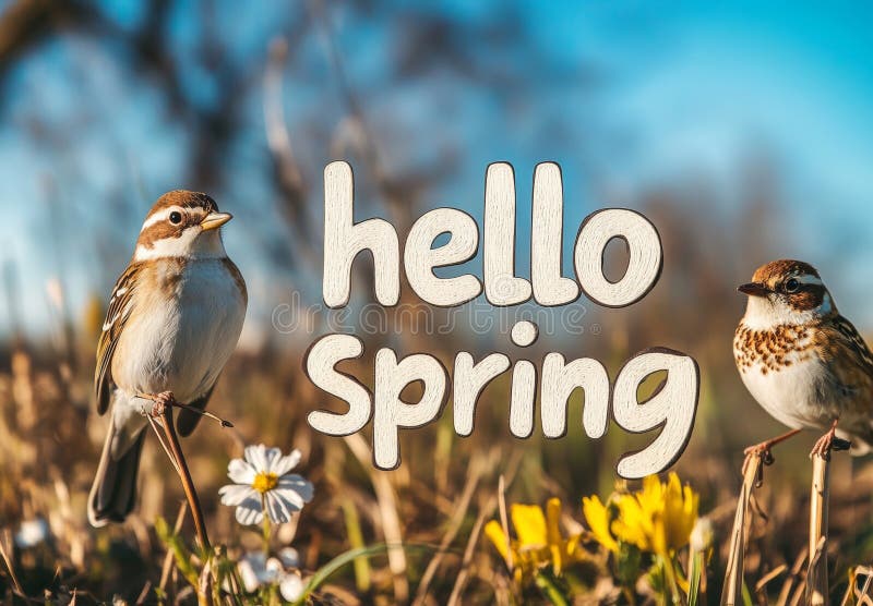The Spring Image Features Two Resting Birds Surrounded by a Colorful ...