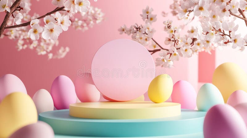 Spring Inspired Composition with Eggs and Cherry Blossom Accents Stock ...