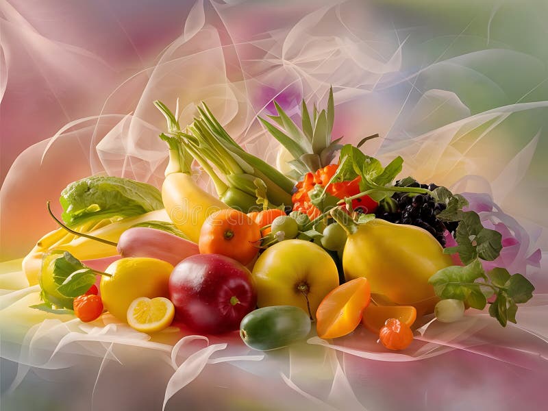 Spring-inspired Fresh Produce Styled with Soft Pastel Backgrounds Stock ...