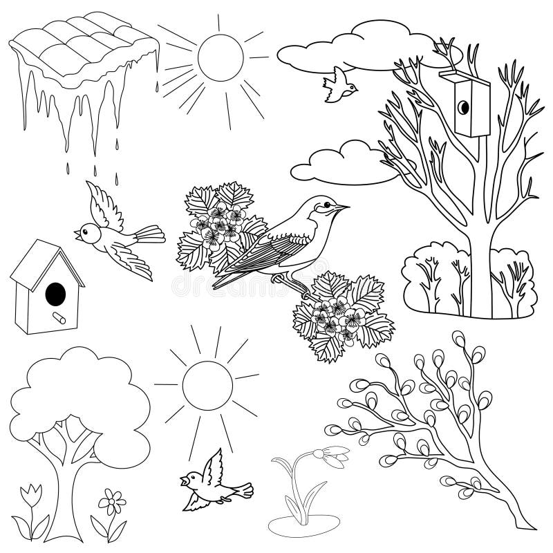 Spring items set stock illustration. Illustration of paint - 69321270