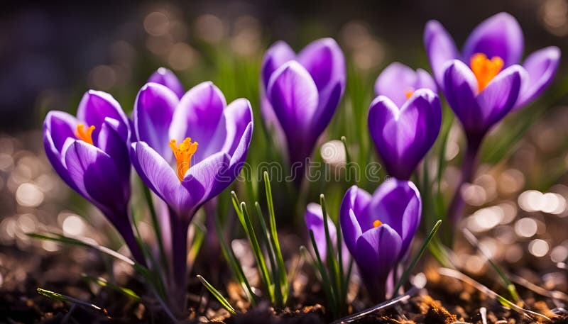 Spring is on Its Way and Crocus are Blooming in the Ground Stock ...