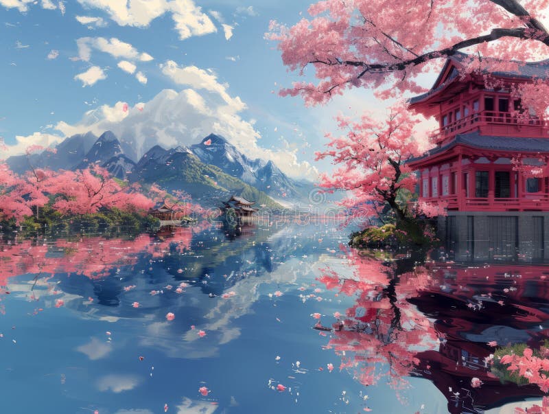 Spring in Japan, Art Illustration, Oriental. AI Generative Stock ...