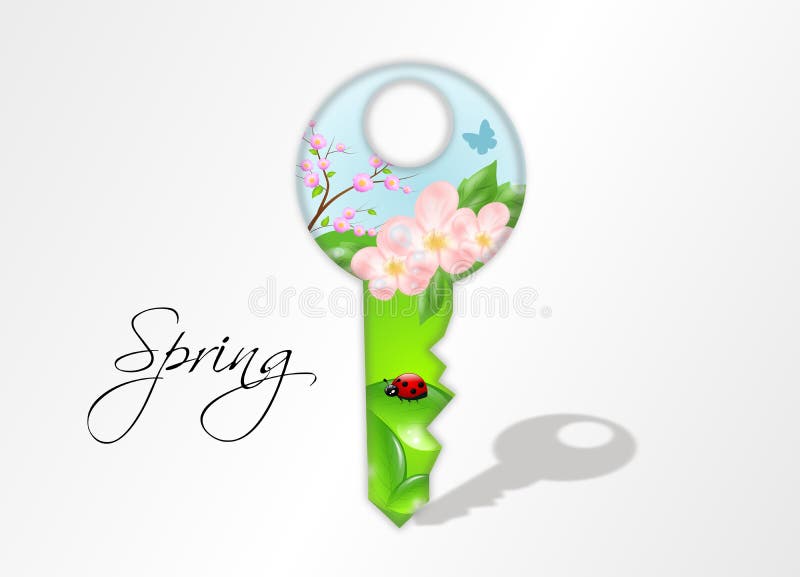 Spring Key stock illustration. Illustration of ladybug - 45754429