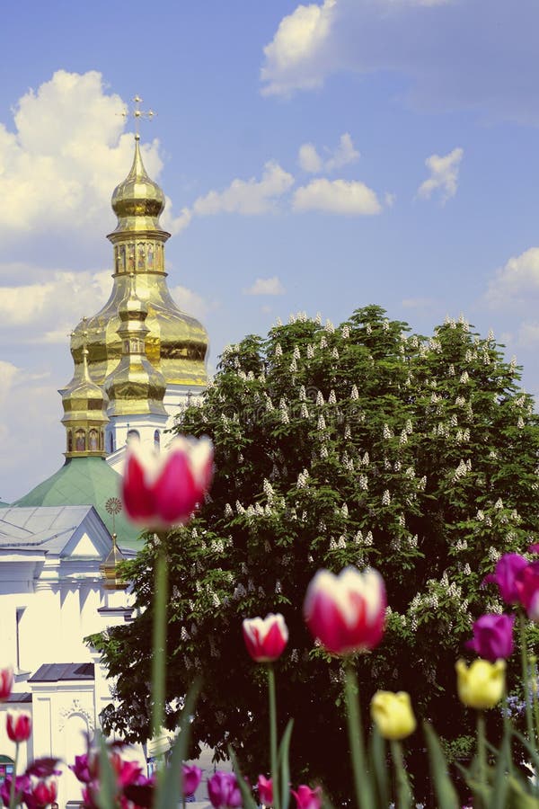 Spring in the Kiev-Pechersk Lavra Stock Image - Image of backlight ...
