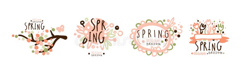 Spring Label and Logo Original Design Vector Set Stock Vector ...