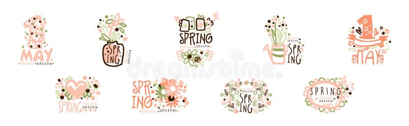 Spring Label and Logo Original Design Vector Set Stock Vector ...