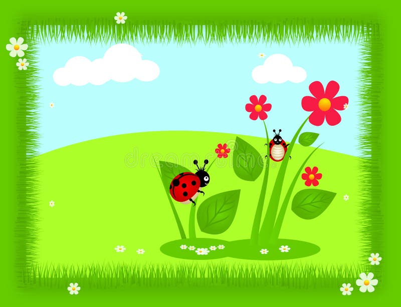 Ladybugs with red flower stock vector. Illustration of lovers - 23774196