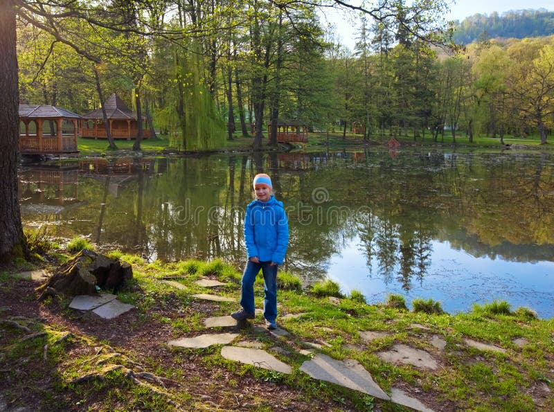 Spring lake in park stock image. Image of walk, season - 17436805