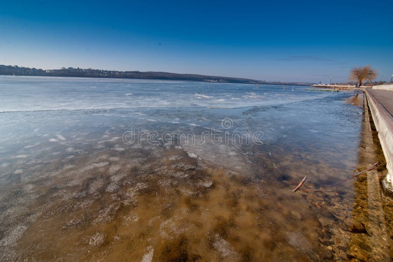 Melting Ice on the Lake. Warm Spring Weather Stock Image - Image of ...