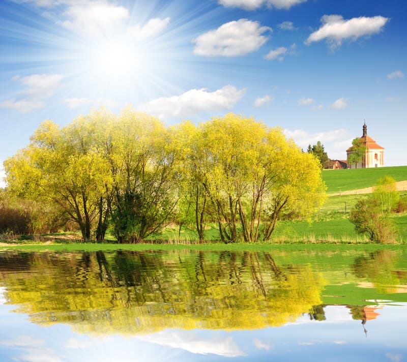 Spring landscape stock image. Image of clouds, country - 19808117