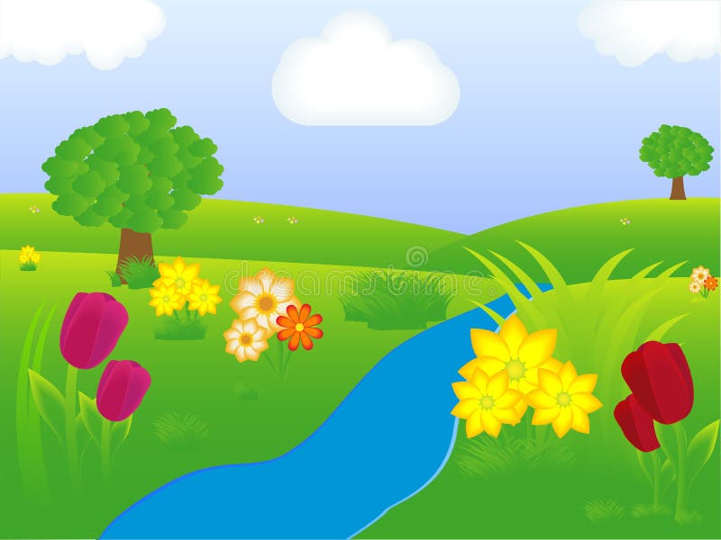 Nature Landscape with Water Spring Stock Vector - Illustration of ...