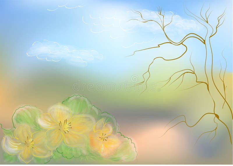 Spring landscape stock vector. Illustration of plant - 89398246