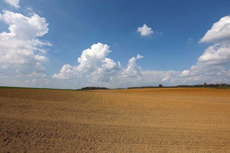 Spring Landscape with Arable Land and Meadows Stock Image - Image of ...