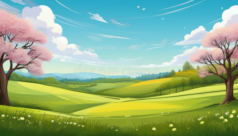 Spring Landscape Background. Spring Landscape, Vector Illustration Background Stock Illustration ...