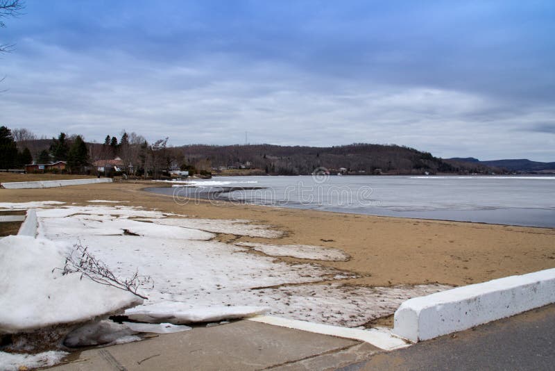 Spring landscape of beach stock photo. Image of quebec - 38865726