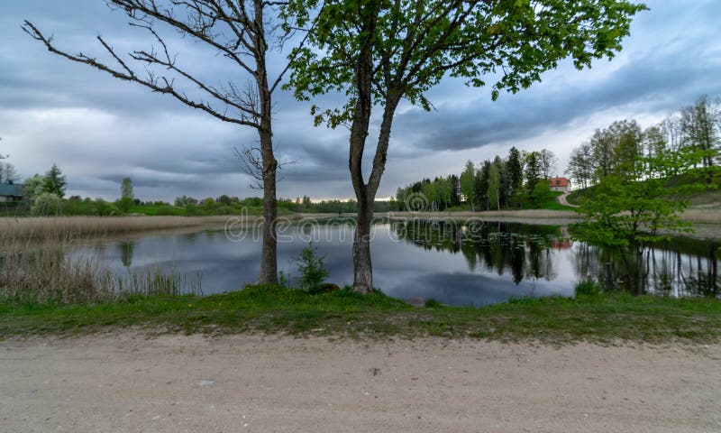 Tree Reflections in Water, Early Spring Landscape Stock Image - Image ...