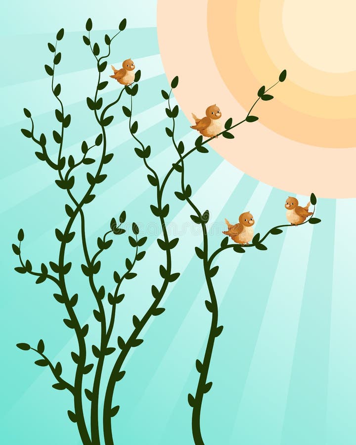 Tree Sun Bird Line Drawing Stock Illustrations – 339 Tree Sun Bird Line ...