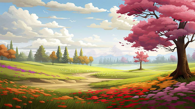 Spring Landscape with Blooming Trees Landscape Spring in the Park Stock ...