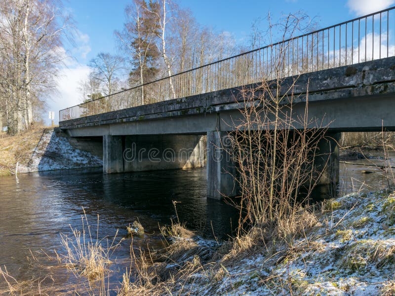 Spring Landscape with Bridge Stock Photo - Image of spring, grass ...
