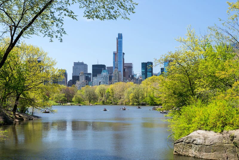 Spring Landscape in the Central Park, New York, USA Stock Photo - Image ...