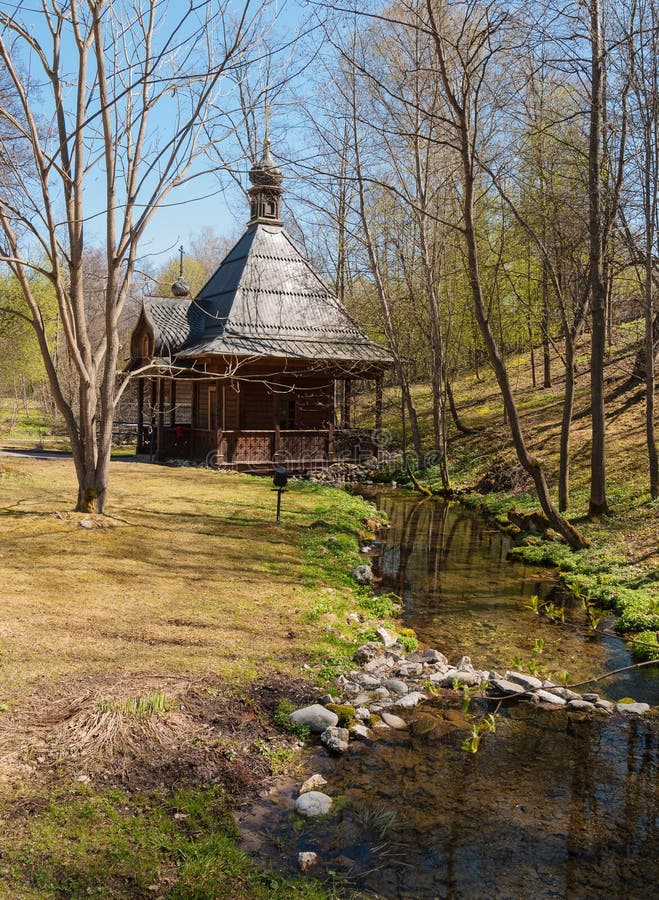 Spring Landscape with a Chapel Stock Photo - Image of landscape ...