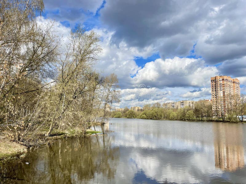 Spring Landscape. Clouds Over the Pekhorka River in Cloudy Weather in ...
