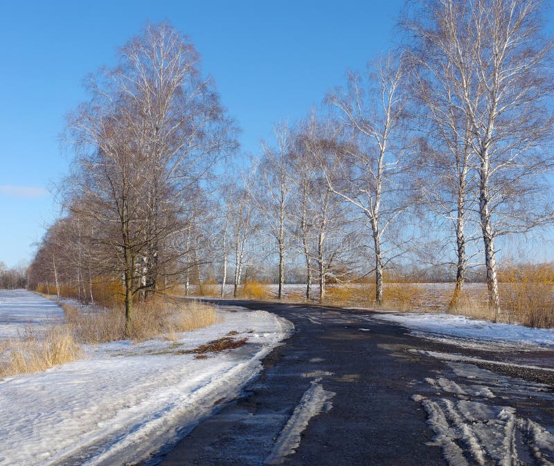 Spring Landscape with Country Road Stock Image - Image of straight ...