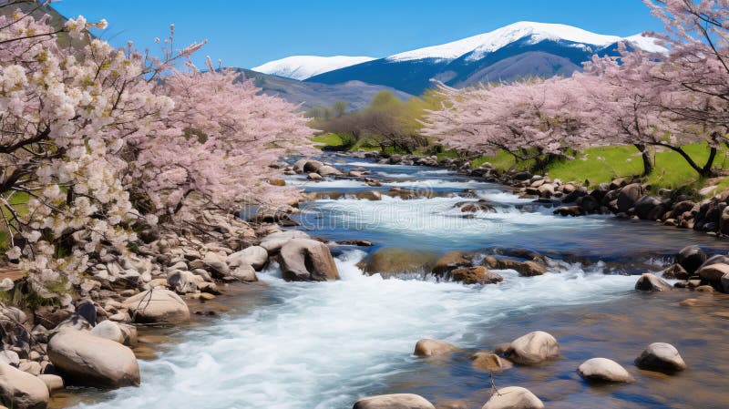 Spring Landscape Embracing Renewal with Budding Flora and the Essence ...