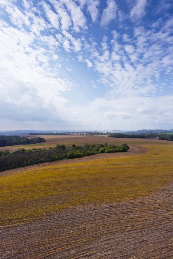 Spring Landscape with Field, Forest and Sky Stock Photo - Image of blue ...