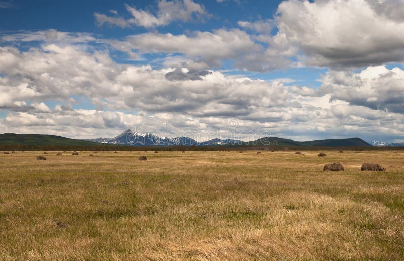 Spring landscape. stock image. Image of mountains, clouds - 60787735