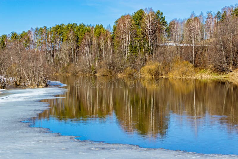 Spring landscape stock image. Image of reflection, lake - 51661307