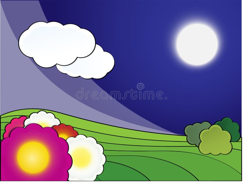 Spring Landscape Night stock vector. Illustration of country - 9109492