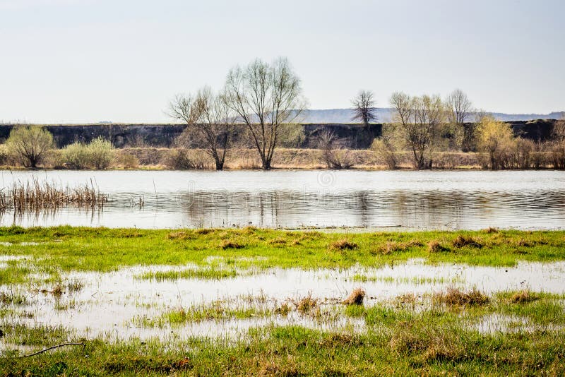 Spring Landscape Overlooking the River during the Flood_ Stock Photo ...