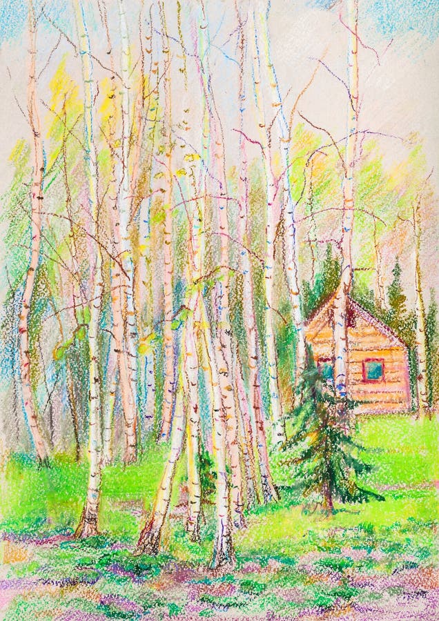 Spring pastel landscape stock illustration. Illustration of rural ...