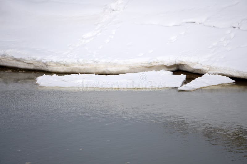 Spring Landscape a Pond Under Melting Ice . Stock Photo - Image of ...