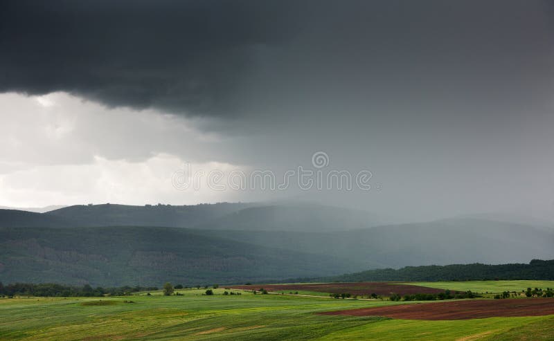 Spring landscape with rain stock photo. Image of rain - 31253854