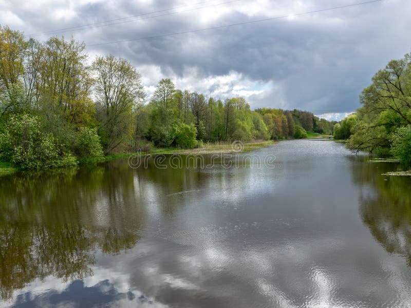 Spring Landscape with a River, the First Bright Spring Greenery on the ...