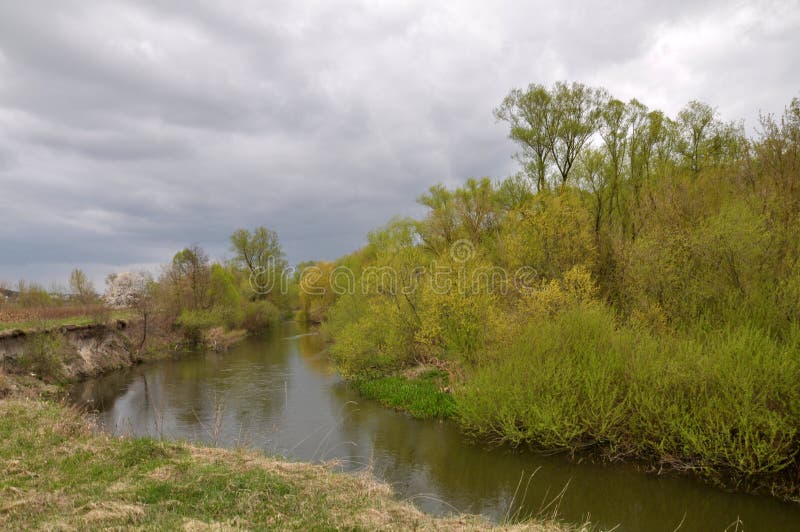 Spring Landscape with a River Stock Image - Image of tree, natural ...